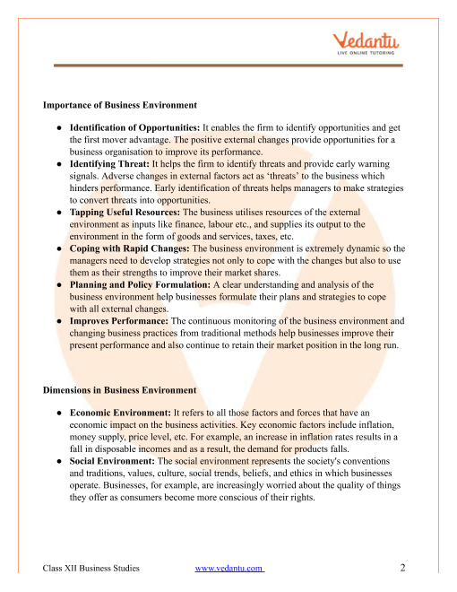 Importance Of Business Environment