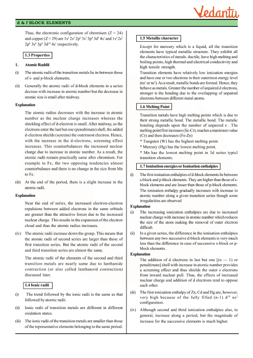 d and f block elements class 12 revision notes pdf