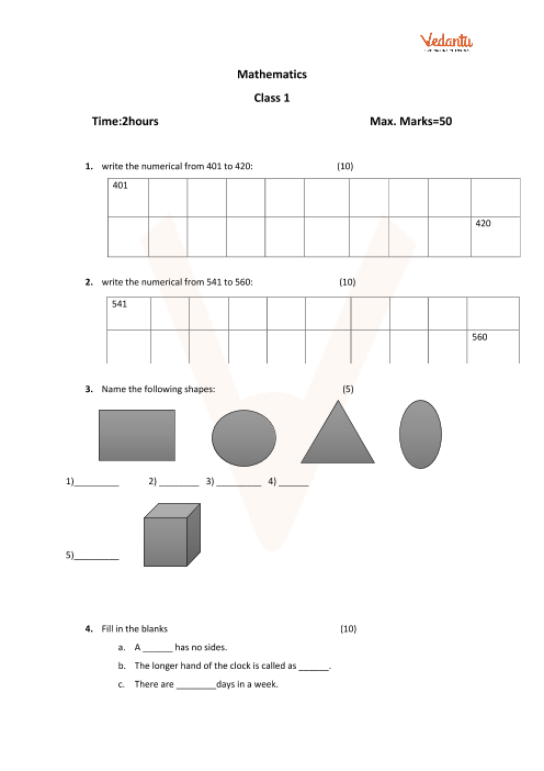 Mathematics Exam Paper Standard 1 Papers exam
