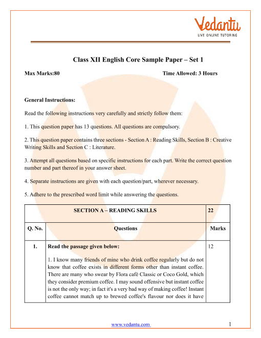 Cbse Class 12 English Core Sample Paper 2023 Pdf Class 12 English Cbse Class 12 English Core Sample Paper 2023 Pdf Class 12 English