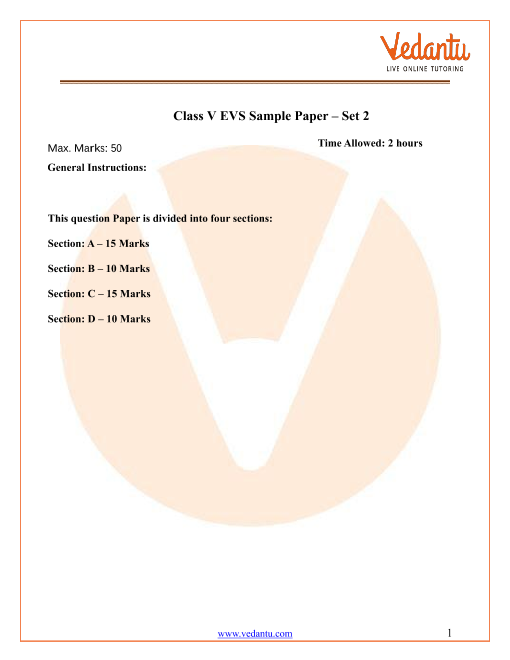 CBSE Sample Paper For Class 5 EVS With Solutions Mock Paper 1 CBSE Sample Paper For Class 5 EVS With Solutions Mock Paper 1