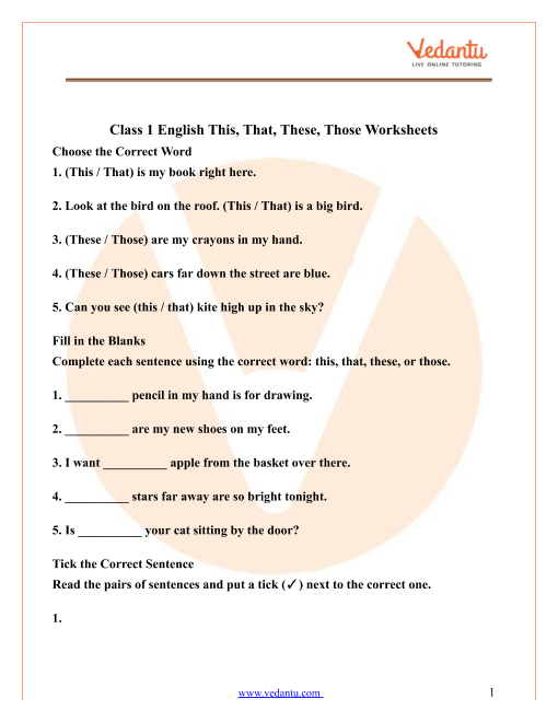 Demonstrative Pronouns This That These Those Worksheet Free Esl