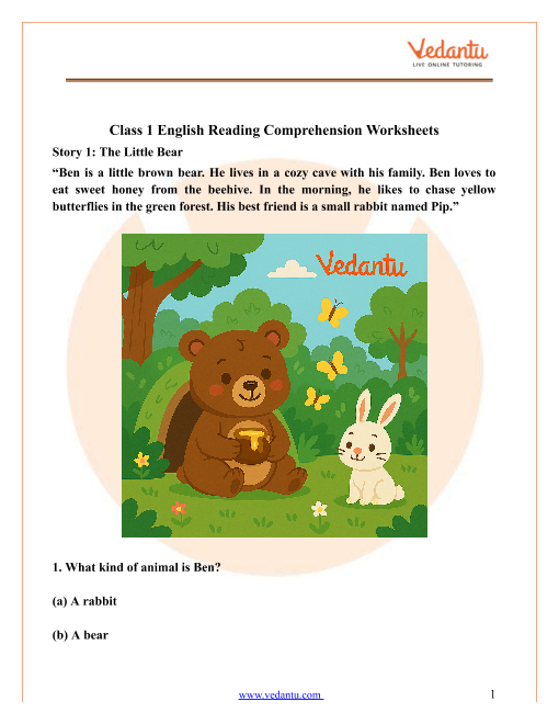 English Picture Comprehension Worksheets For Grade 1
