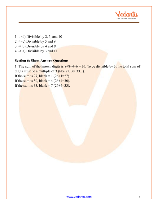 Worksheet On Divisibility Rules For Class 5th - Infoupdate.org