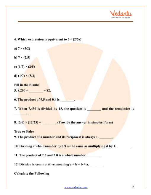 6th Grade Worksheets Multiplication And Division Problem Solving Using