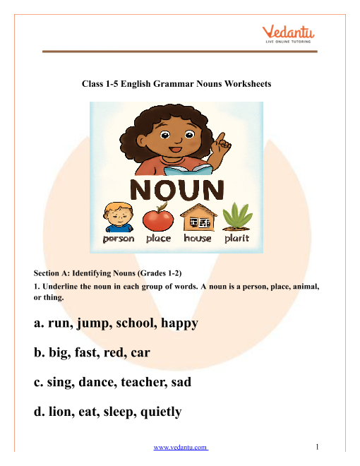 First Grade Grammar Worksheets Nouns Nouns: Grammar Worksheets And