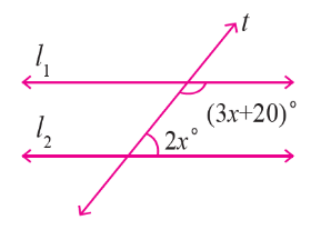 For what value of $x$ will ${l_1}$ and ${l_2}$ be parallel lines and ...