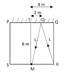 PQRS shows walls of room each measuring \\[8\\,{\\text{m}}\\], such ...