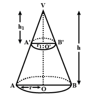 A right circular cone is divided by a plane parallel to its base in two ...