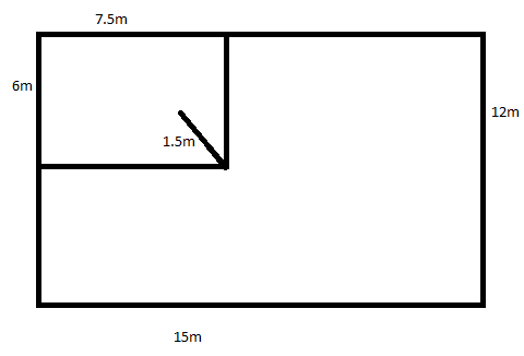 The dimensions of a field are 15m by 12m. A pit 7.5m long, 6m wide and ...