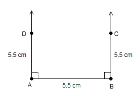 Construct a square, each of whose sides measures 5.5 cm.