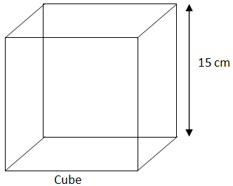 What is the surface area of a cube of side 15cm?
