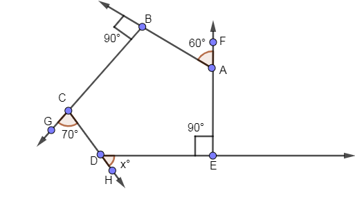 In the below figure, find the value of ${{x}^{\\circ }}$?\n \n \n \n \n