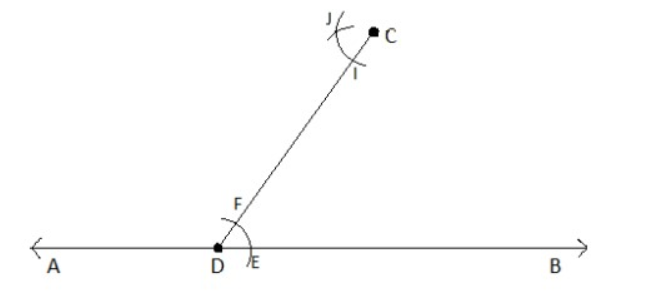 Draw a line, say AB take a point c outside it. Through C, draw a line ...