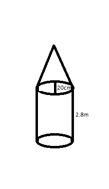 An iron pillar consists of a cylindrical portion of 2.8m height and ...
