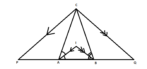 In the following figure; IA and IB are bisectors of angles CAB and CBA ...