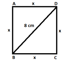 The length of the diagonal of a square is \\[8\\,cm\\]. How long are ...