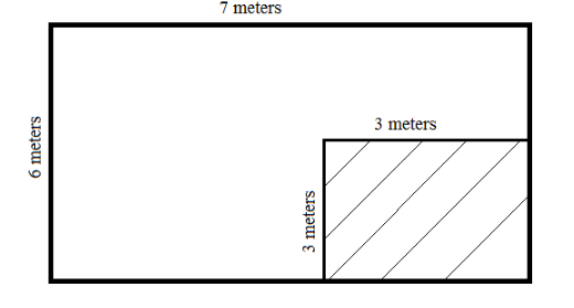 On a rectangular plot of length 7 meters and breadth 6 meters, a square ...