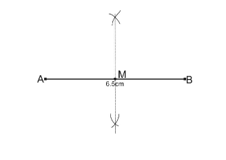 Draw a line segment AB = $ 6.5\\,cm $ Draw its perpendicular bisector.