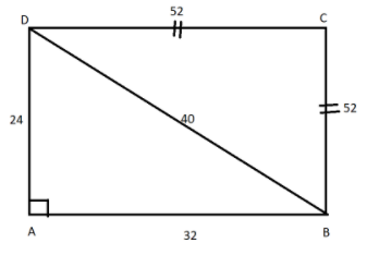Calculate the area of quadrilateral ABCD in which AB = 32 cm, AD = 24 ...