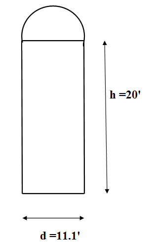 How do you estimate the volume of a silo with diameter 11.1 feet and ...