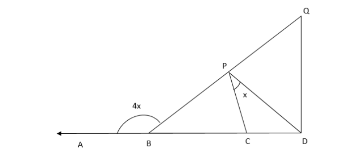 In the given figure, $ ABCD $ and $ BPQ $ are straight lines. If $ BP ...