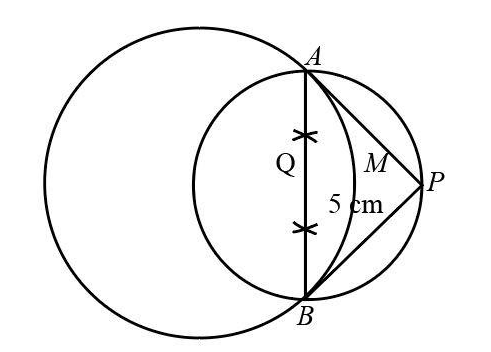 Draw a circle of radius . Mark a point P at a distance of from the ...