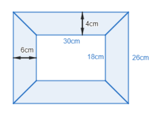 A simple picture frame is made by joining four trapezium shaped strips ...