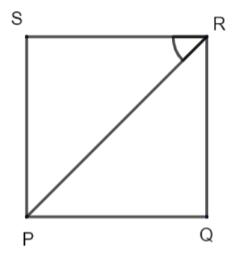 PQRS is a square. Determine \\[\\angle SRP\\].