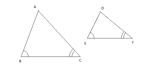 In triangles $\\Delta ABC$ and $\\Delta DEF$, $\\angle B = \\angle E$, $\\angle F = \\angle C ...