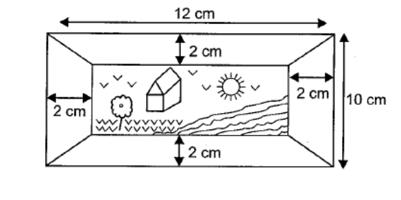 The diagram shows a framed picture. Find the area of the picture.\n \n ...