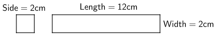 How many squares with the side of 2 cm cover the surface of a rectangle ...