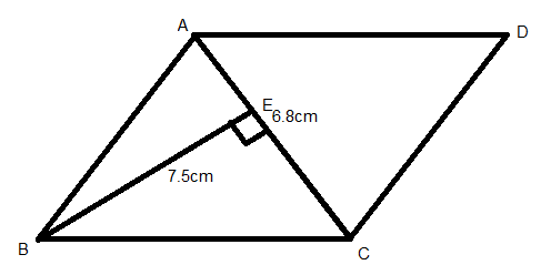 The area of a parallelogram whose diagonal is 6.8cm and the ...