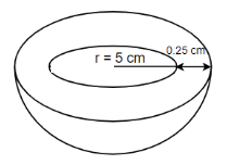 A hemispherical bowl is made of steel, 0.25cm thick. The inner radius ...