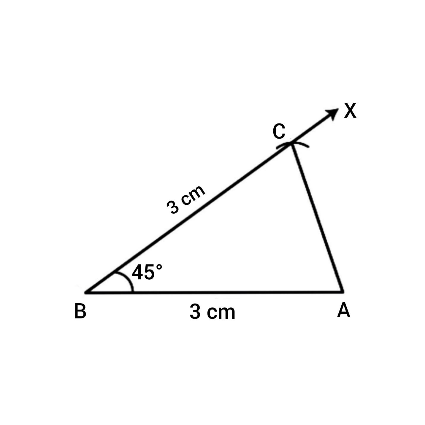 Draw an isosceles triangle with each of equal sides of length \\[3 cm ...
