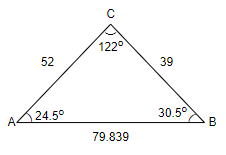 How do you solve the triangle given a = 39, b = 52, $ \\angle C={{122 ...
