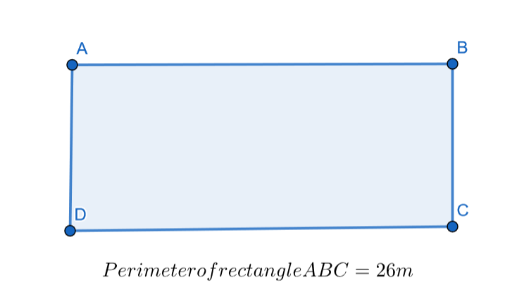 The perimeter of a rectangle is 26 m. Find the sum of its length and ...