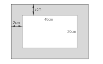A picture 40cm by 20cm is to be formed with a frame of width 2cm. Find ...