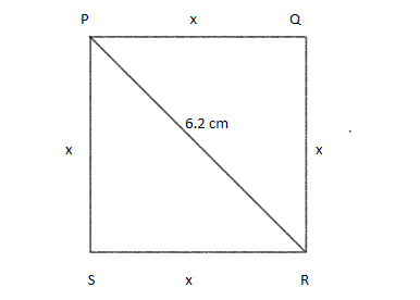 Construct a square PQRS of diagonal 6.2cm.