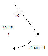 Find the angle in the radian through which a pendulum swings if its ...