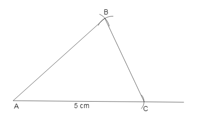Construct a scalene triangle ABC, given AB $ = 3cm$ , AC $ = 5cm$ and ...