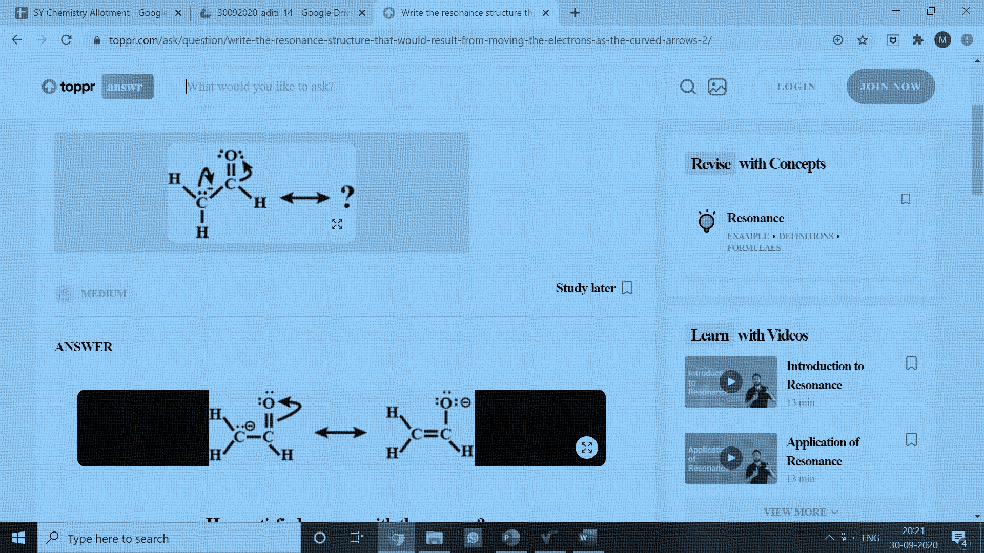 Write the resonance structure that would result from class 11 chemistry ...