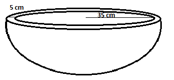 A hemispherical bowl is made up of stone whose thickness is 5cm. If the ...