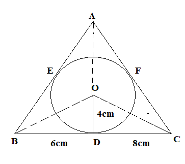 A triangle ABC is drawn to circumscribe a circle of class 10 maths CBSE