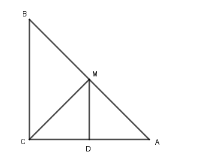 ABC is a triangle right angled at C. A line through the midpoint M of ...