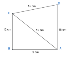 A pyramid with trapezium base with sides AB = 9cm, BC = 12cm, CD = 15cm ...