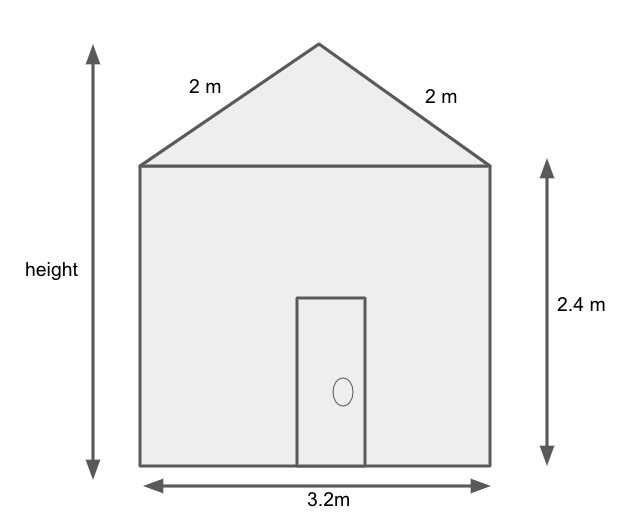 The diagram shows the side view of a shed. Calculate the height of the ...