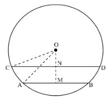 The length of two parallel chords of a circle are $6\\;{\\rm{cm}}$ and ...