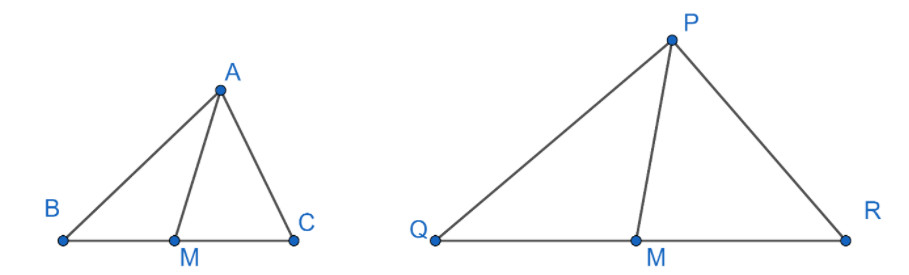 If median $AM$ of a $\\Delta ABC$ is $3.5cm$ and the median $PM$ of a ...