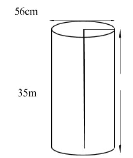 A cylindrical pillar has a diameter \\[56{\\text{cm}}\\] and is of ...